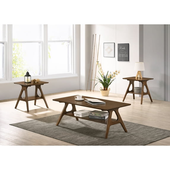 Roundhill Arona Mid-Century Modern 3 Piece Coffee Table Set - Walmart.com