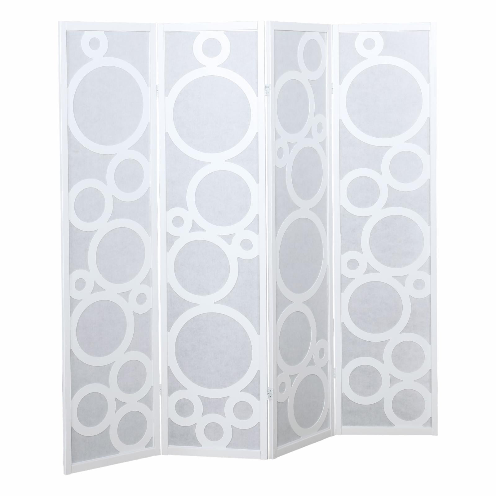 Roundhill Furniture Arvada 4-Panel Wood Room Divider w/Circle Pattern ...