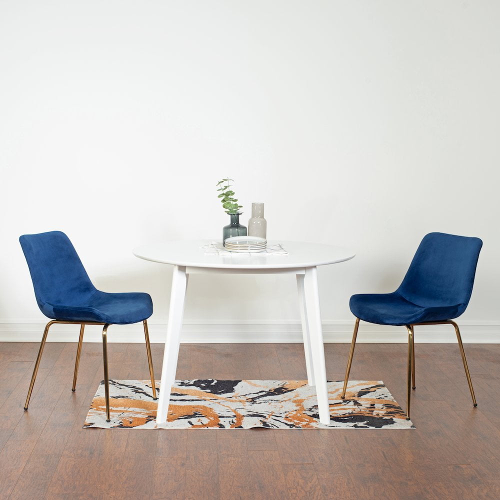Roundhill Furniture Aufurr 3-Pc Dining Set, White Round Dining Table ...