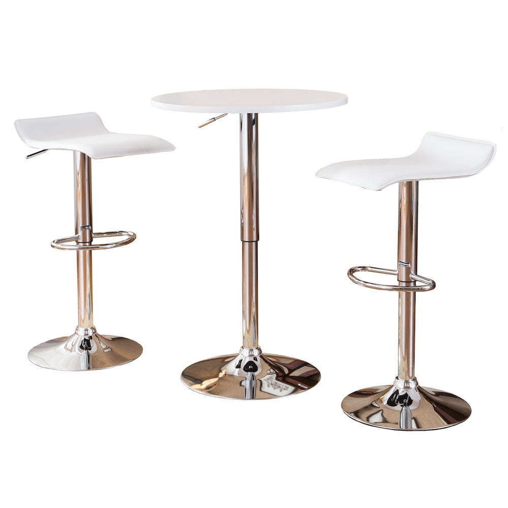 Roundhill Furniture Baxton Adjustable Height Bar Table and 2 Chrome ...