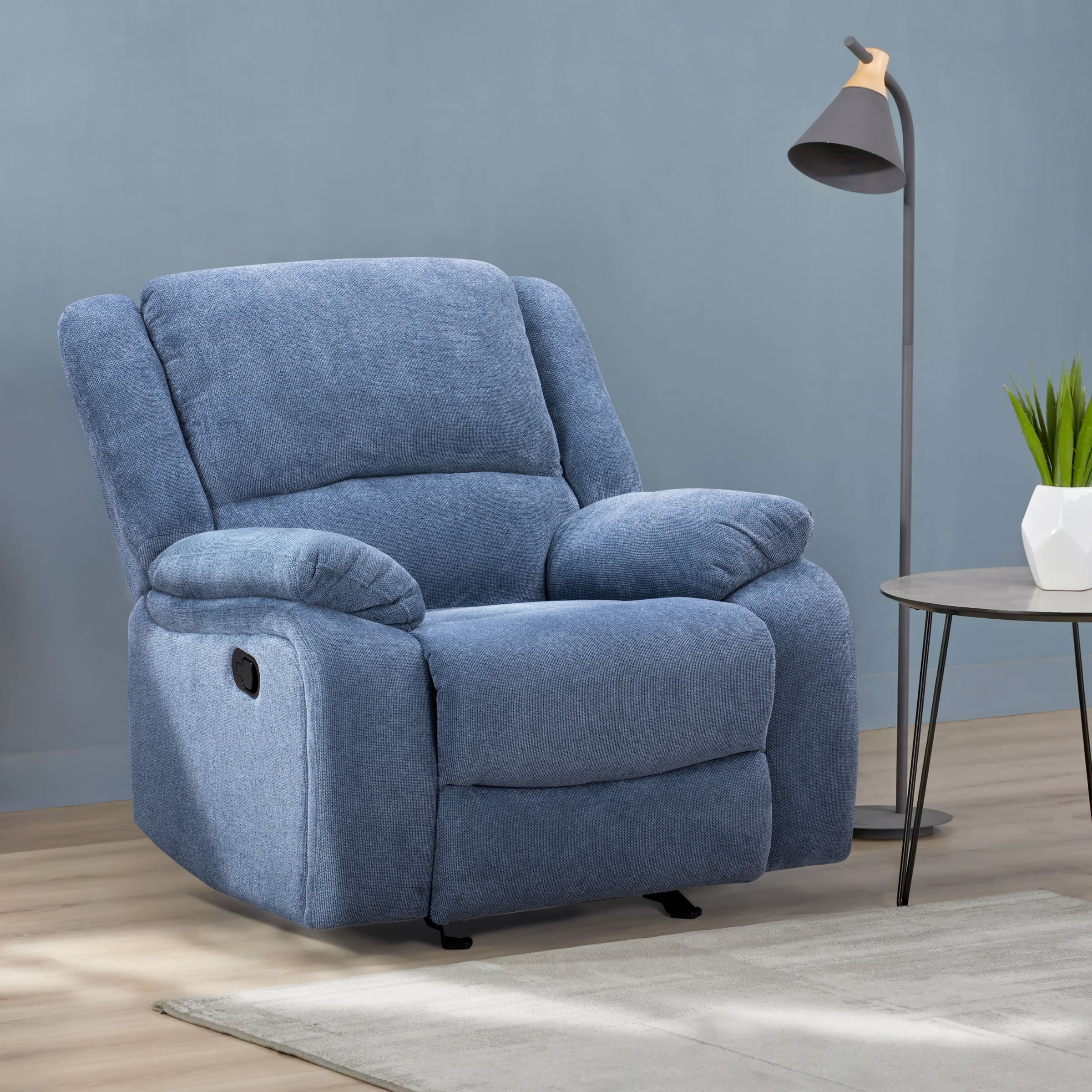 Roundhill Furniture Blitz Transitional Manual Recliner, Blue - Walmart.com