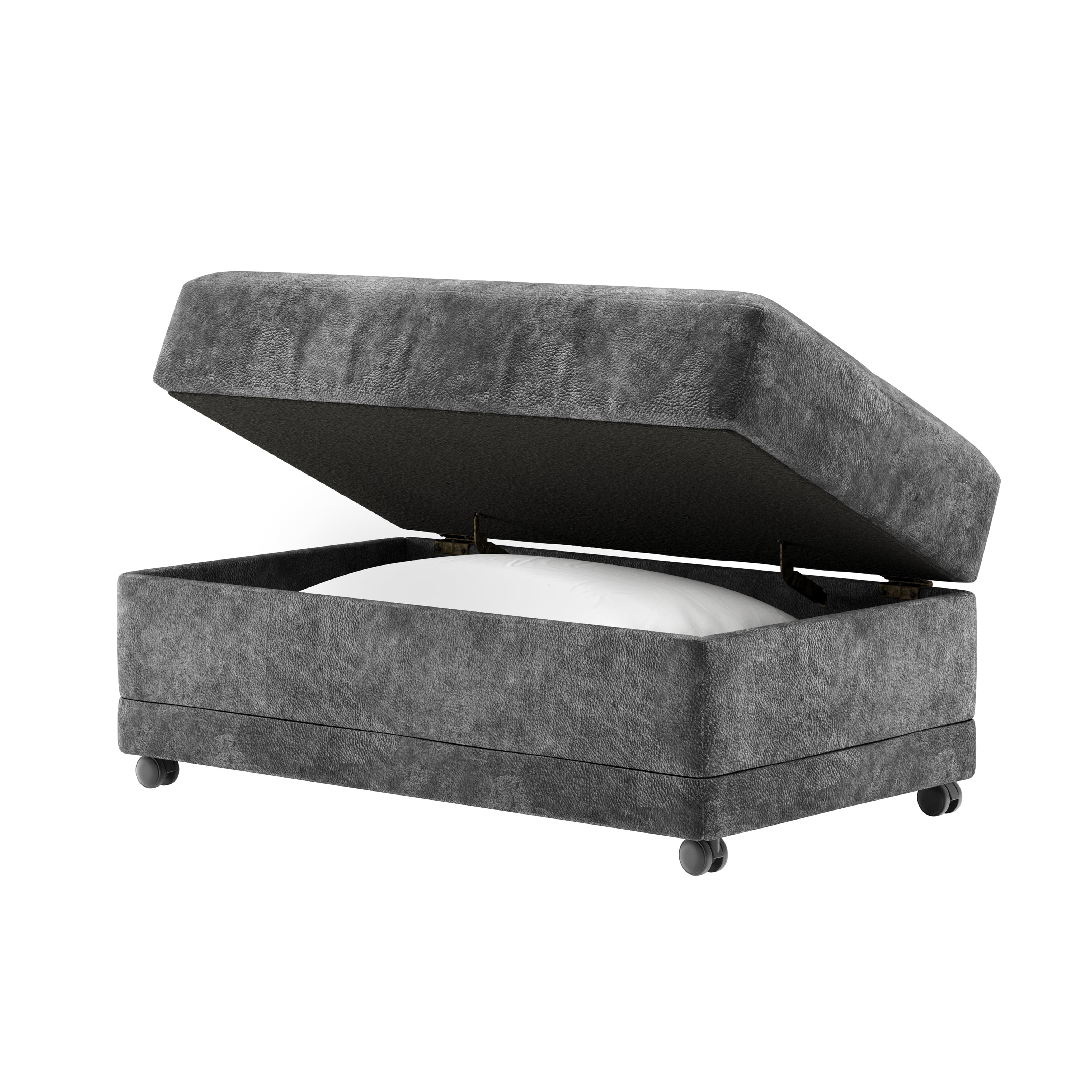 Roundhill Furniture Bonarse Fabric Storage Ottoman with Casters in ...