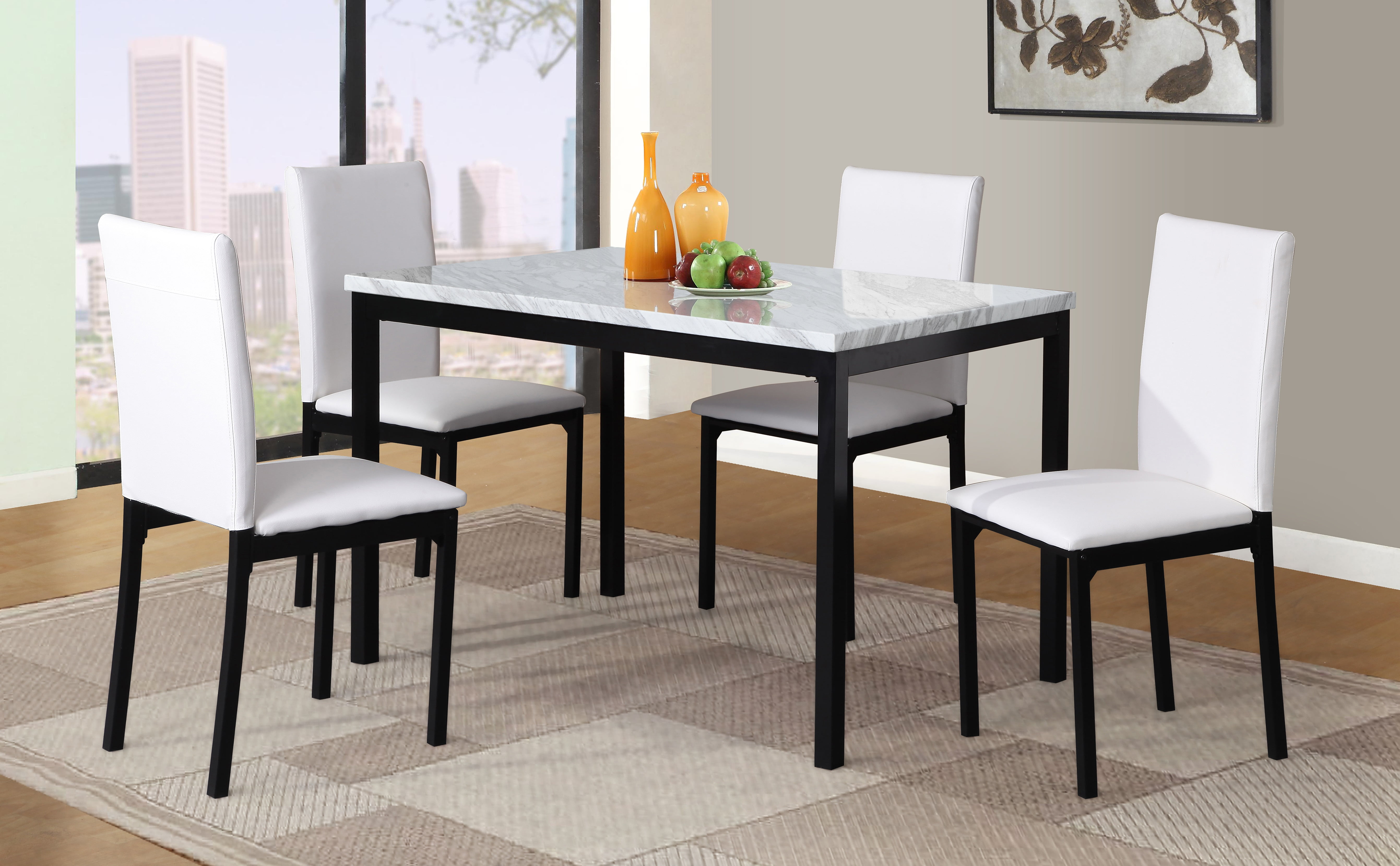 Roundhill Furniture Citico Metal 5-Piece Dinette Set with Laminated ...