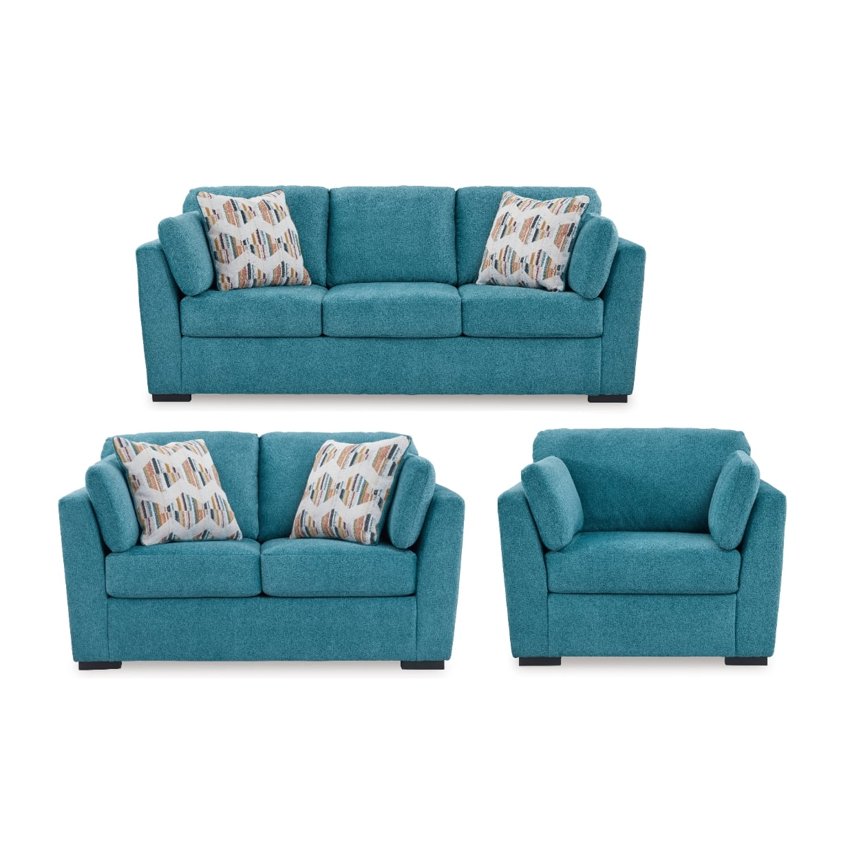 Roundhill Furniture Clareen 3-Piece Living Room Set, Sofa Loveseat and ...