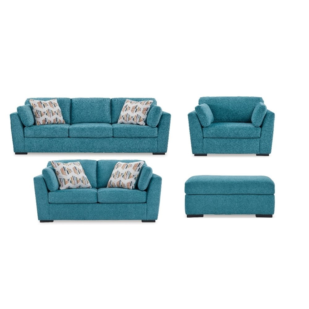 Roundhill Furniture Clareen 4-Piece Living Room Set, Sofa Loveseat ...
