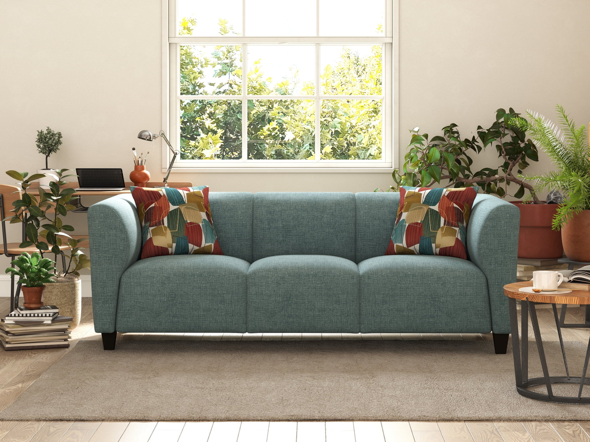 Roundhill Furniture Della Upholstered Stationary Sofa, Blue - Walmart.com
