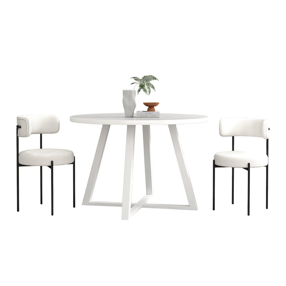 Roundhill Furniture Durban 3-Pc Round Dining Set, Trestle Dining Table ...
