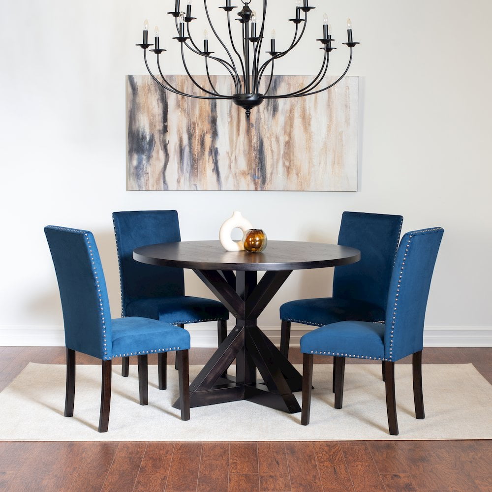 Roundhill Furniture Enbridge 5-Pc Dining Set, Cross-Buck Dining Table ...
