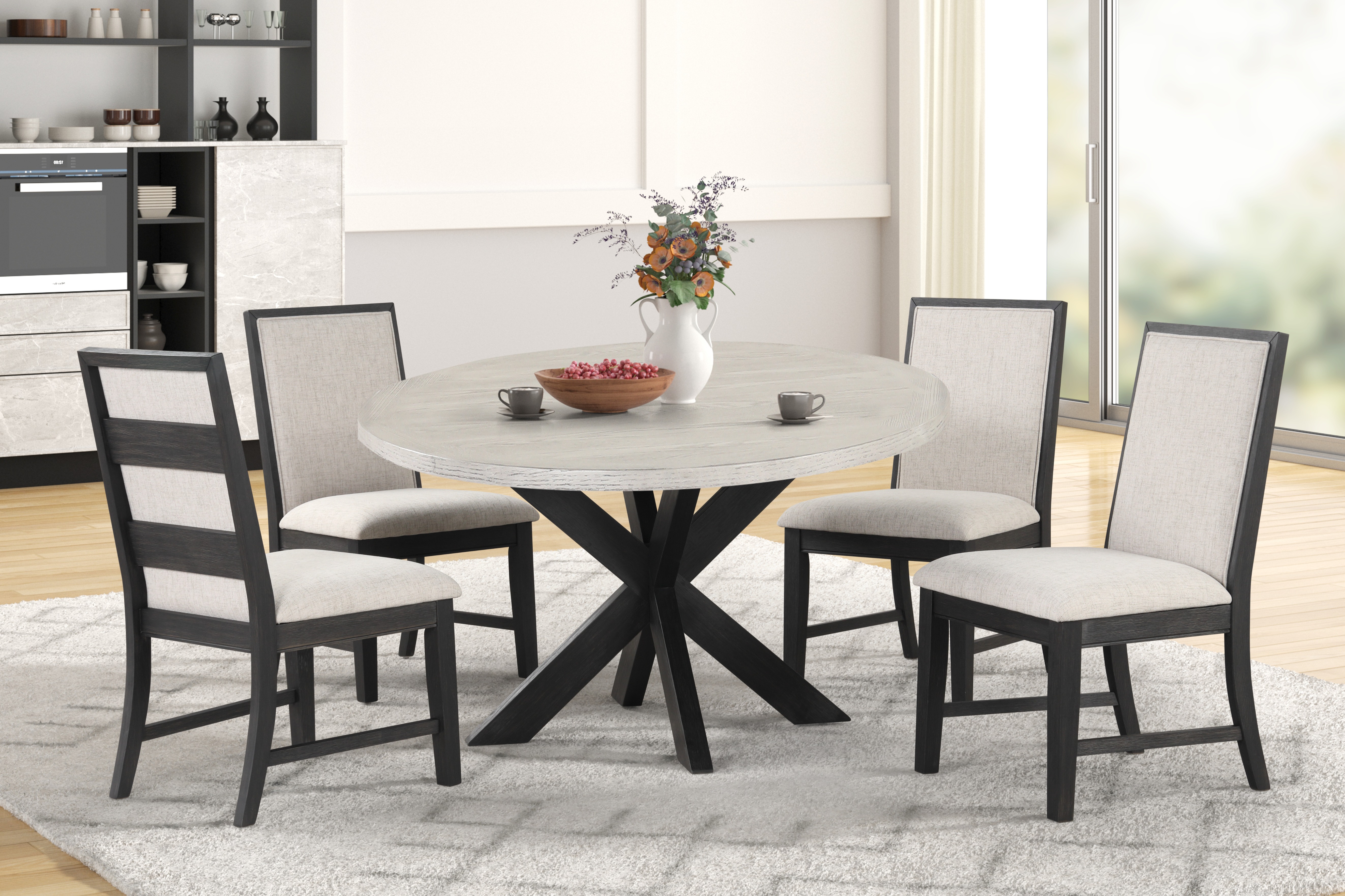 Roundhill Furniture Gates 5-Piece Round Dining Set, Criss-Cross Dining ...