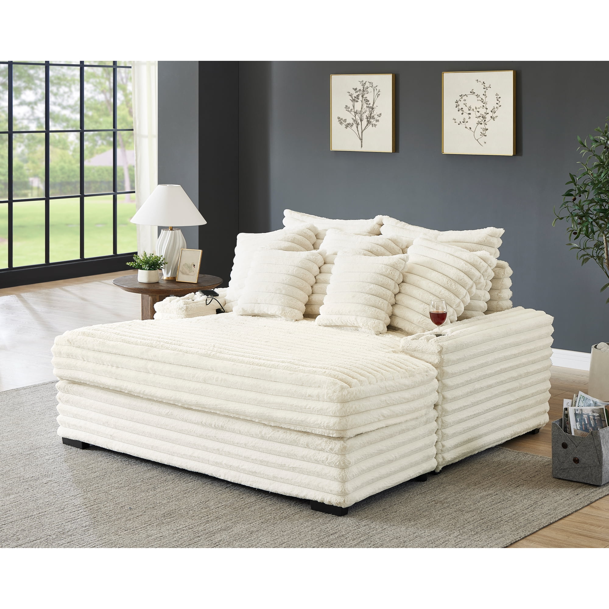 Roundhill Furniture Gaviella Plush Wide Wale Corduroy Oversized Multi ...