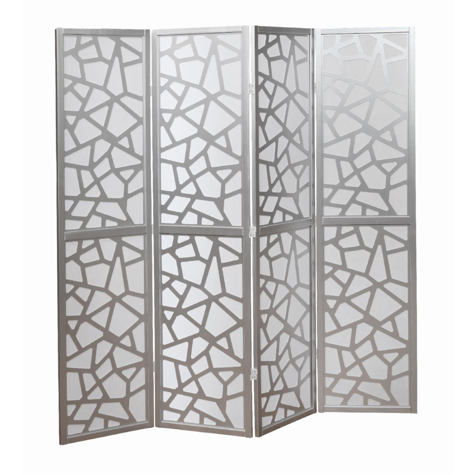 Roundhill Furniture Giyano Rice Paper/Wood 4-Panel Screen Room Divider ...