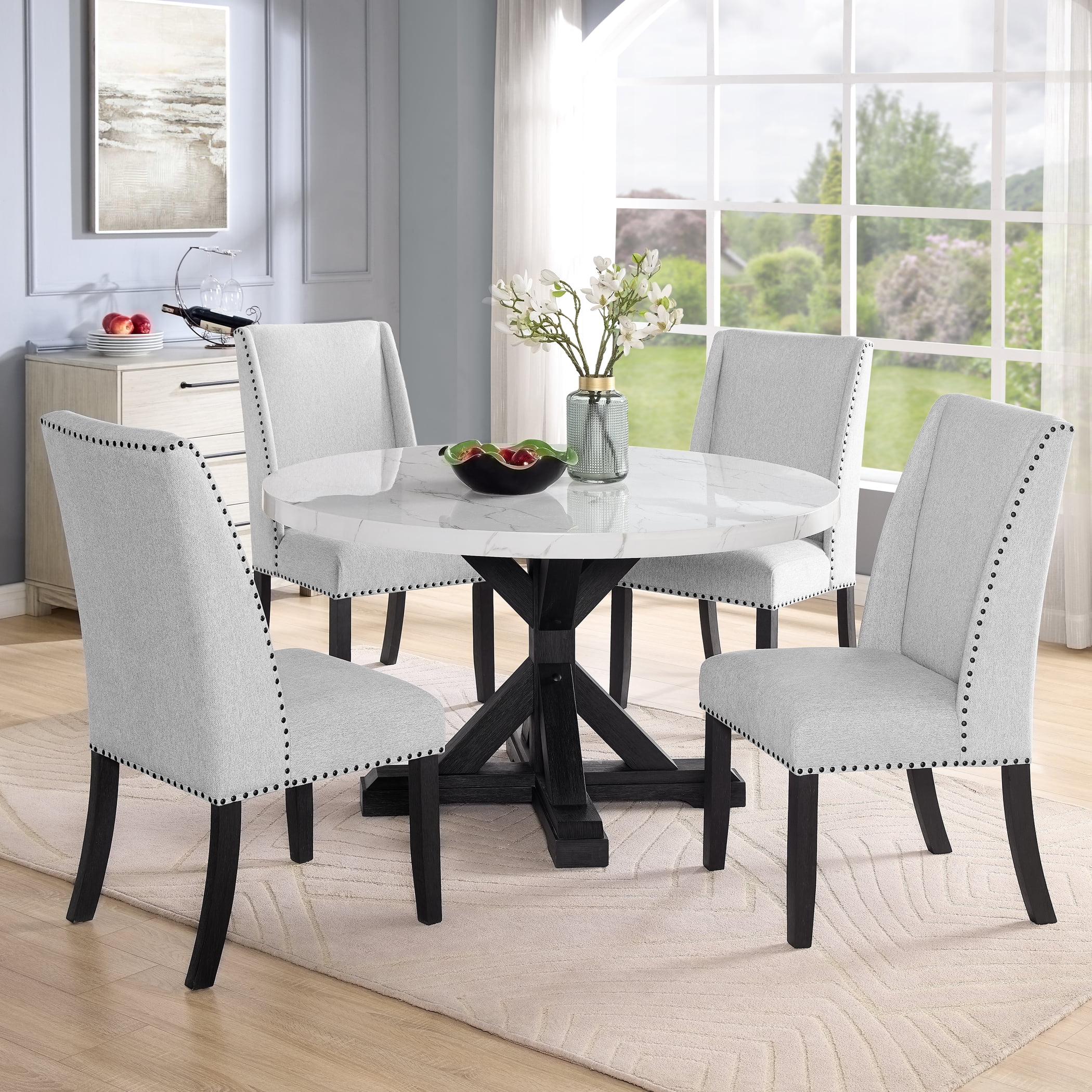 Roundhill Furniture Hirima Modern Elegance 5-Piece Dining Set, 54 ...