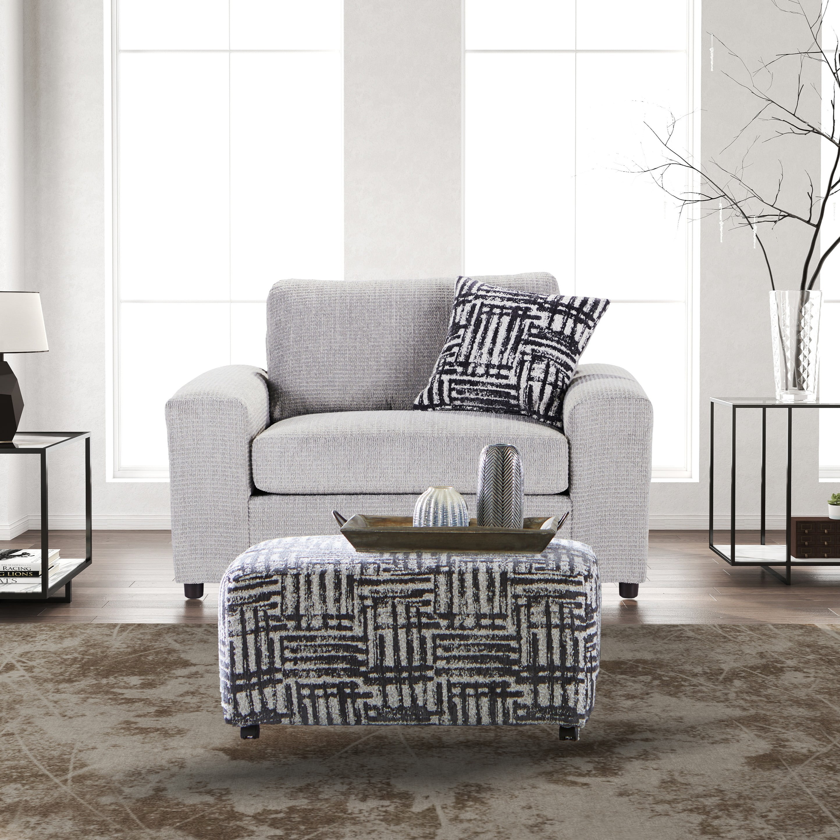 Roundhill Furniture Lancelot 2-Piece Living Room Set, Cuddle Chair and ...