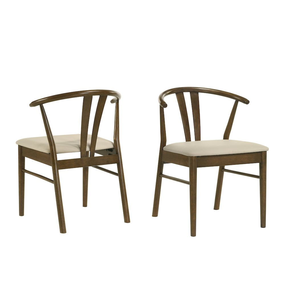 Roundhill Furniture Lavin Wishbone Dining Chairs, Set of 2, Walnut ...