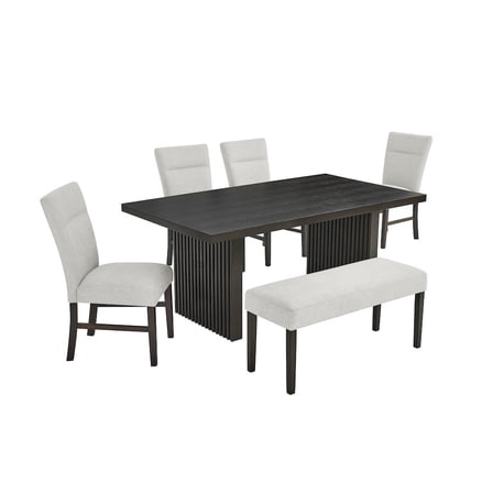 Roundhill Furniture Harola 7-Piece Dining Set, Round Pedestal Dining ...