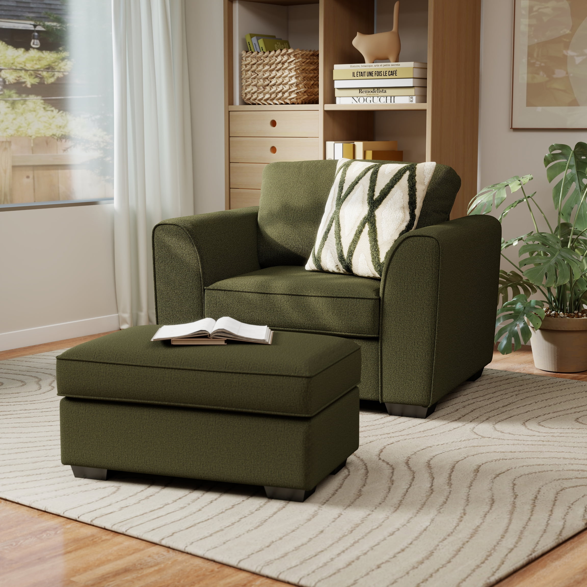 Roundhill Furniture Marvella 2-Piece Living Room Set, Arm Chair and ...