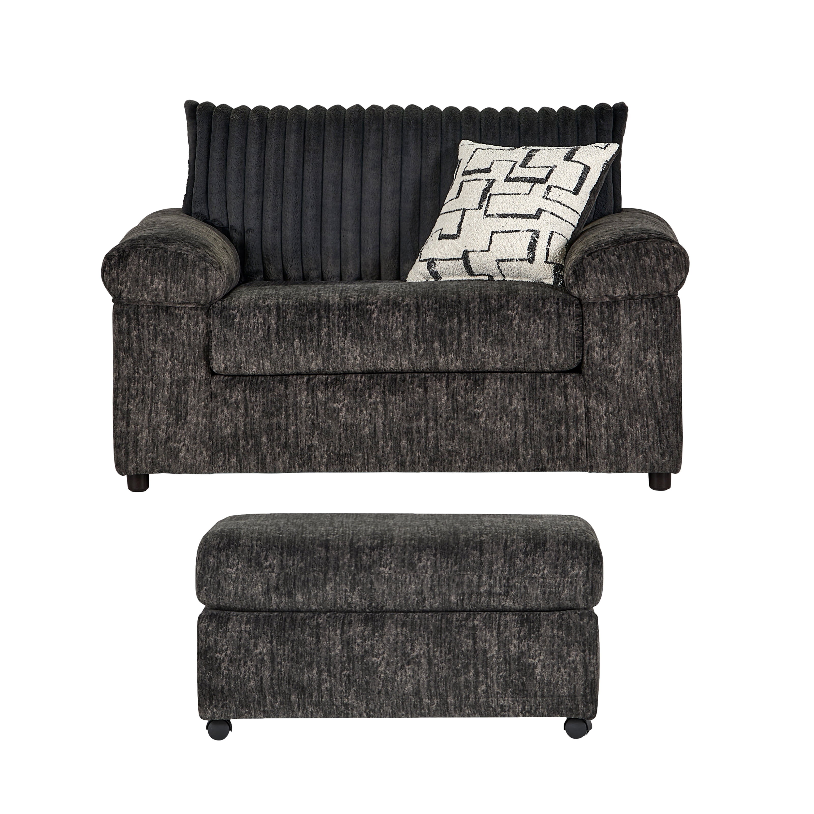 Roundhill Furniture Nason Wide Wale Corduroy Cuddle Chair and Ottoman ...