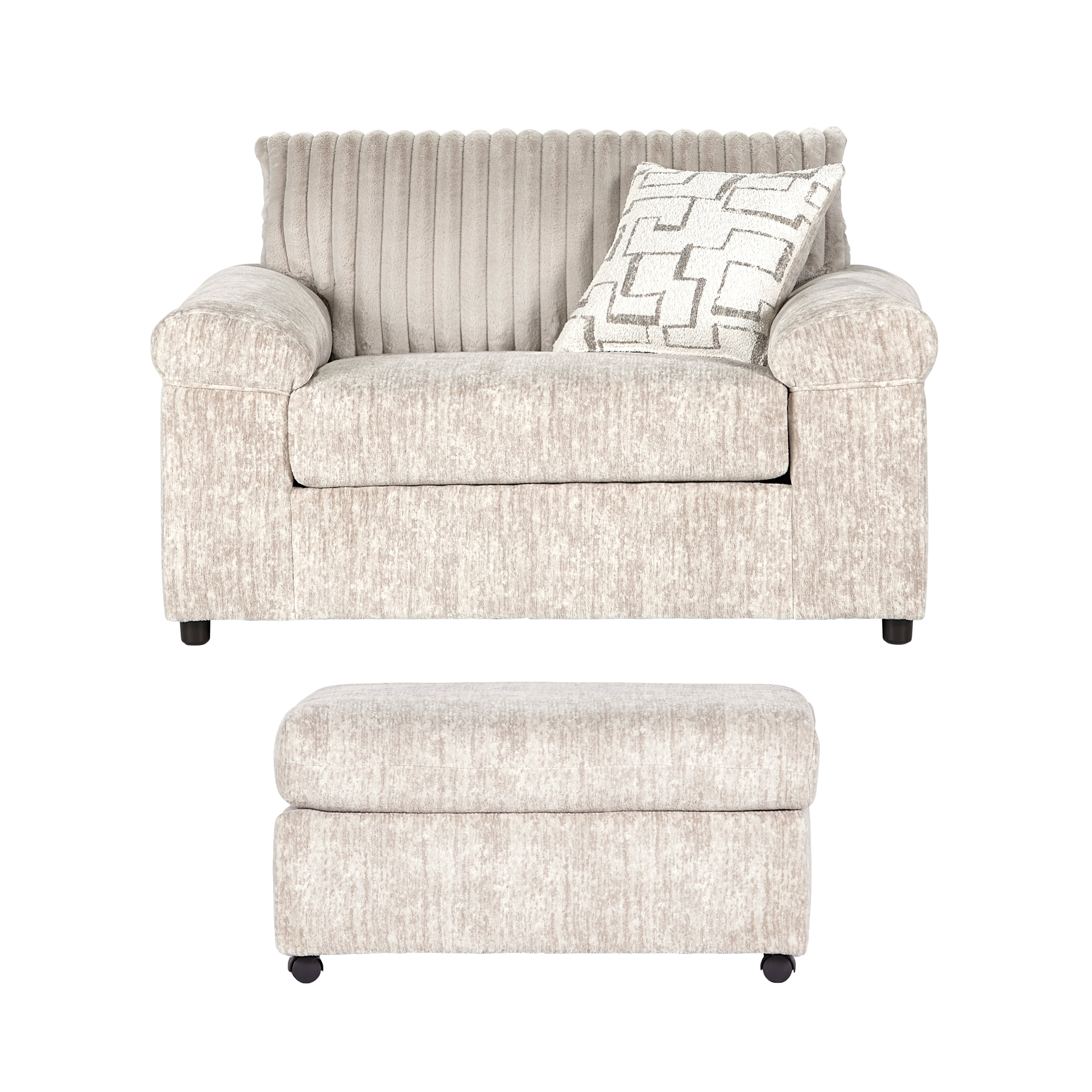 Roundhill Furniture Nason Wide Wale Corduroy Cuddle Chair and Ottoman ...