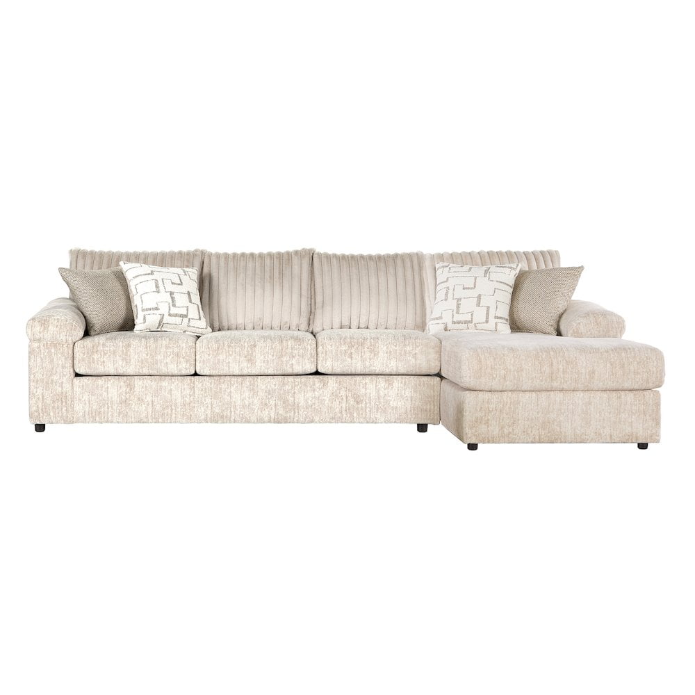 Roundhill Furniture Nason Wide Wale Corduroy Sofa Chaise, Parchment ...