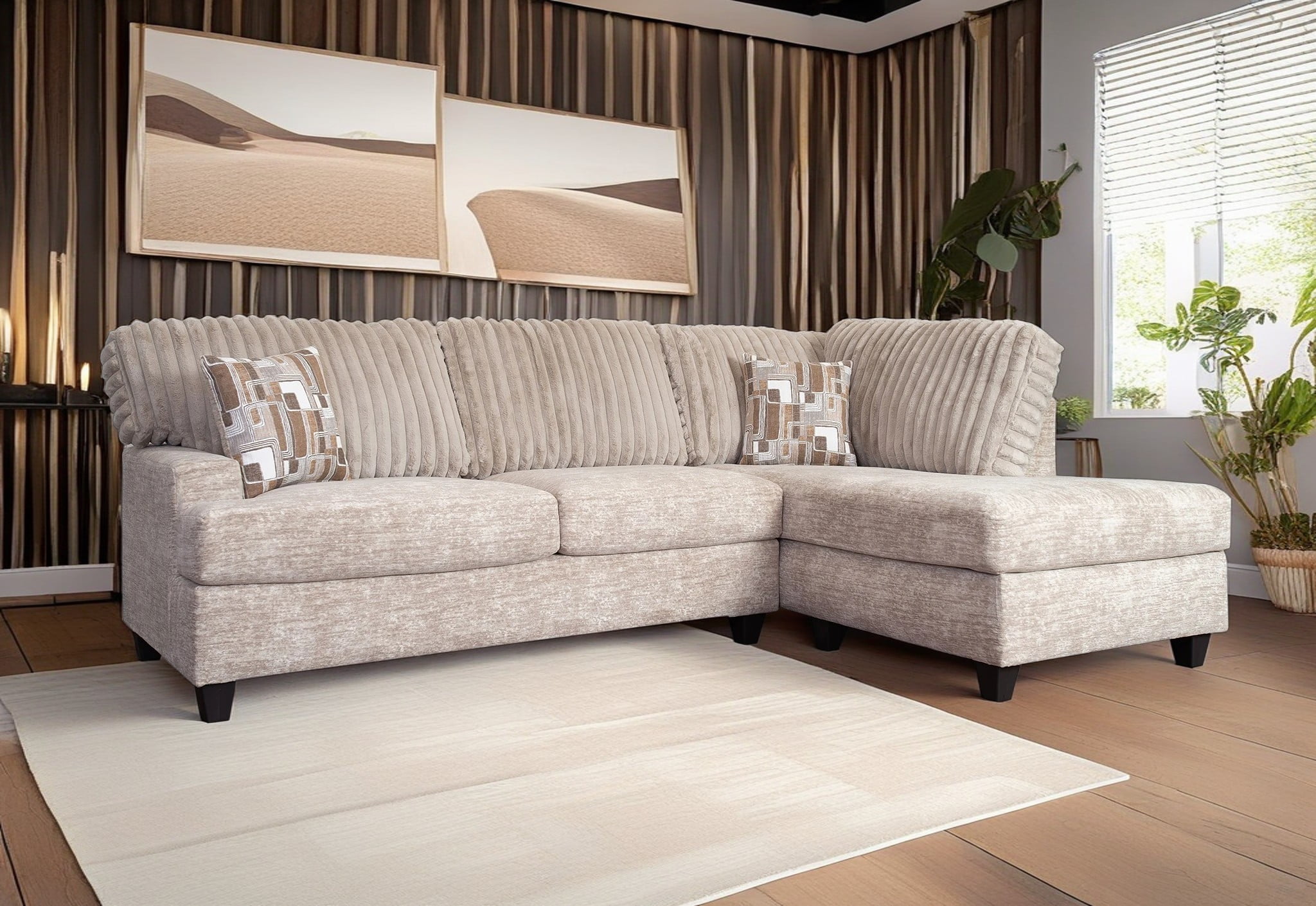 Roundhill Furniture Nexus Wide Wale Corduroy Living Room L-shape ...