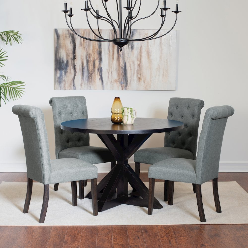 Roundhill Furniture Nylander 5-Pc Dining Set, Cross-Buck Dining Table ...