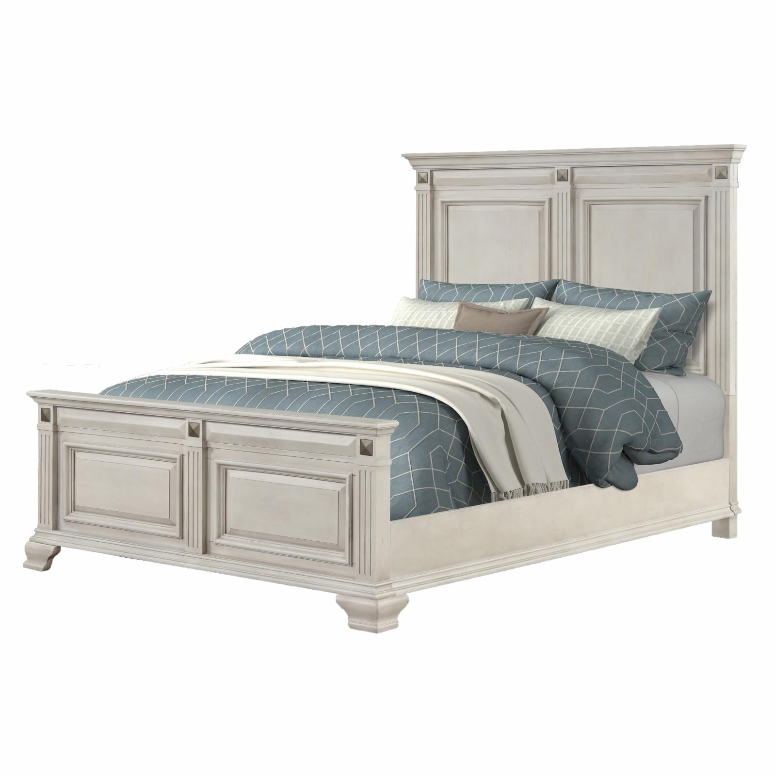 Roundhill Furniture Renova Distressed Parchment Wood Panel Bed - King ...