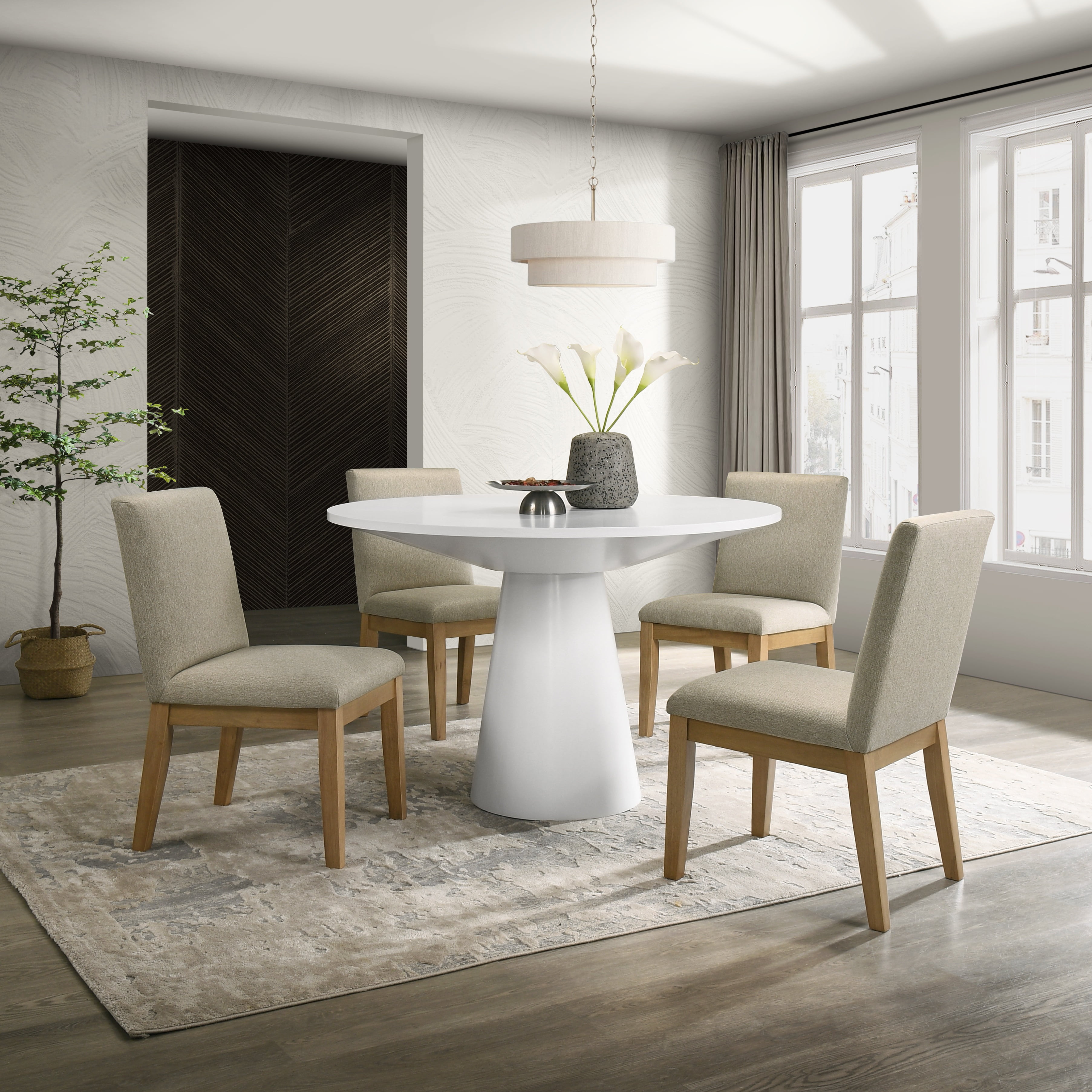 White round pedestal dining table set store