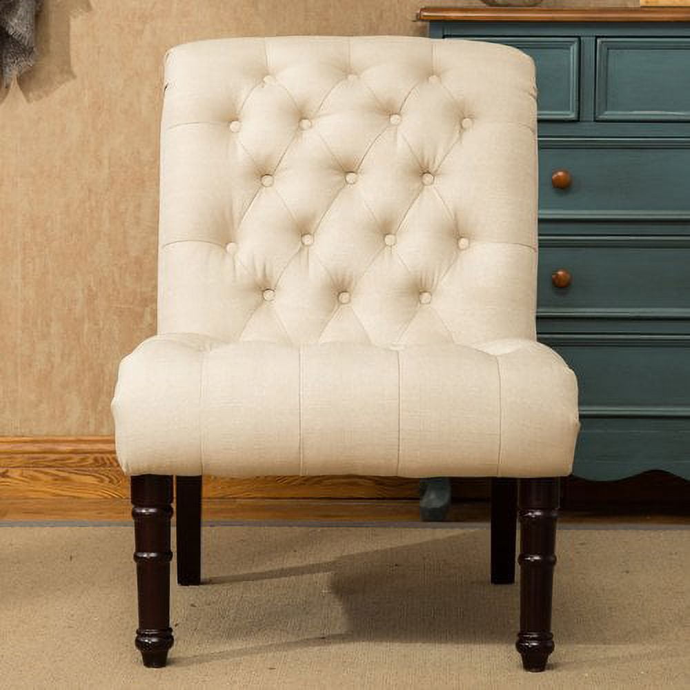 Roundhill Furniture Rouen Rolled Back Button Tufting Armless Slipper ...