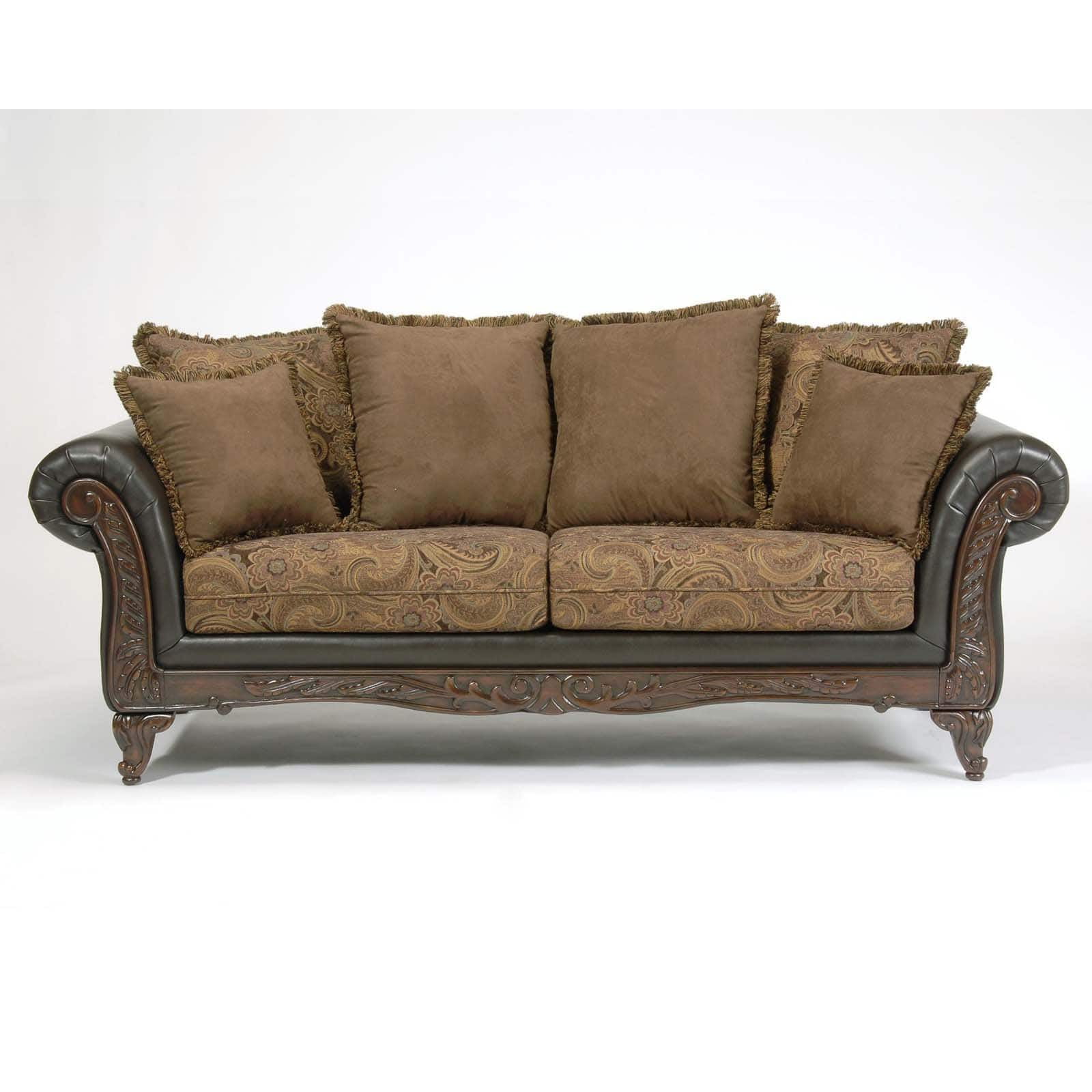 Roundhill Furniture San Marino 2-Tone Chocolate Microfiber Sofa ...