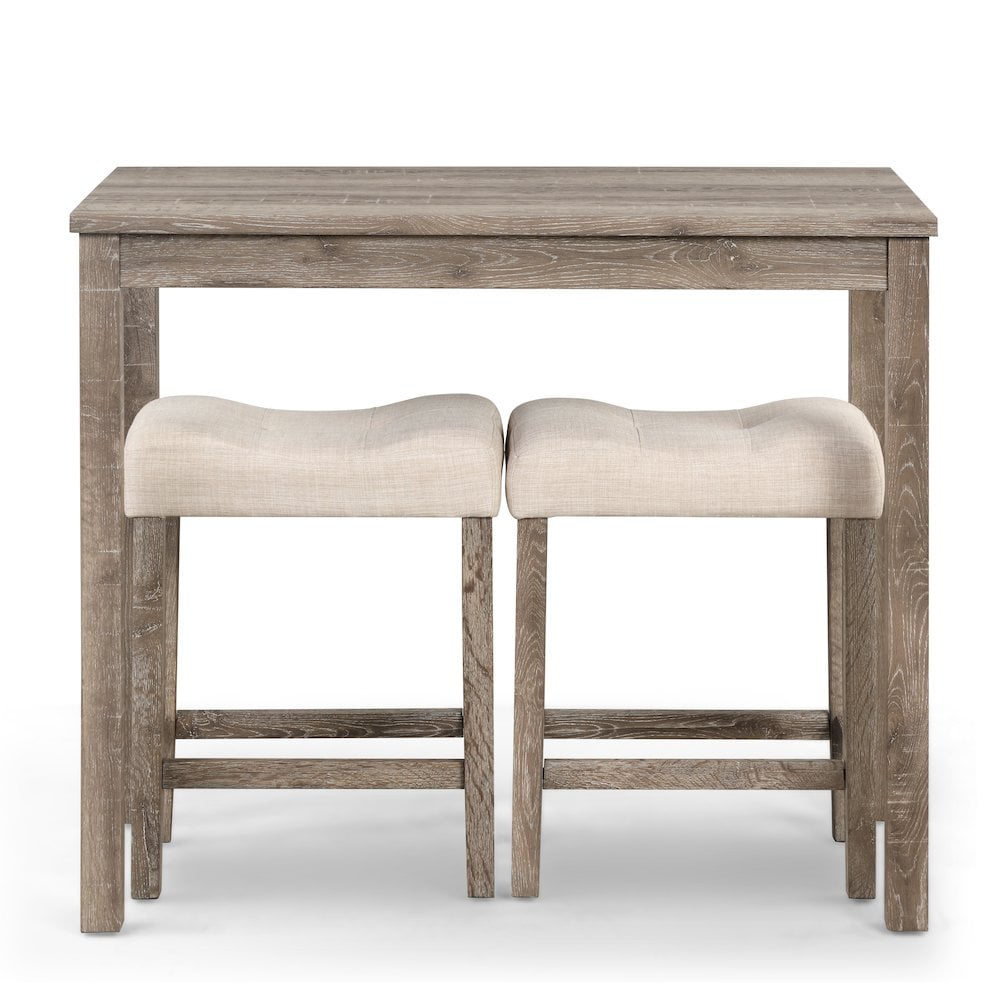 Roundhill Furniture, Counter Height Dining Set, Sora Wood 3-Pc Taupe ...