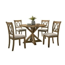 Roundhill Furniture Prato 5-Piece Round Dining Table Set with Cross ...