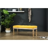 Roundhill Habit Solid Wood Yellow Button Tufted Dining Bench - Walmart.com