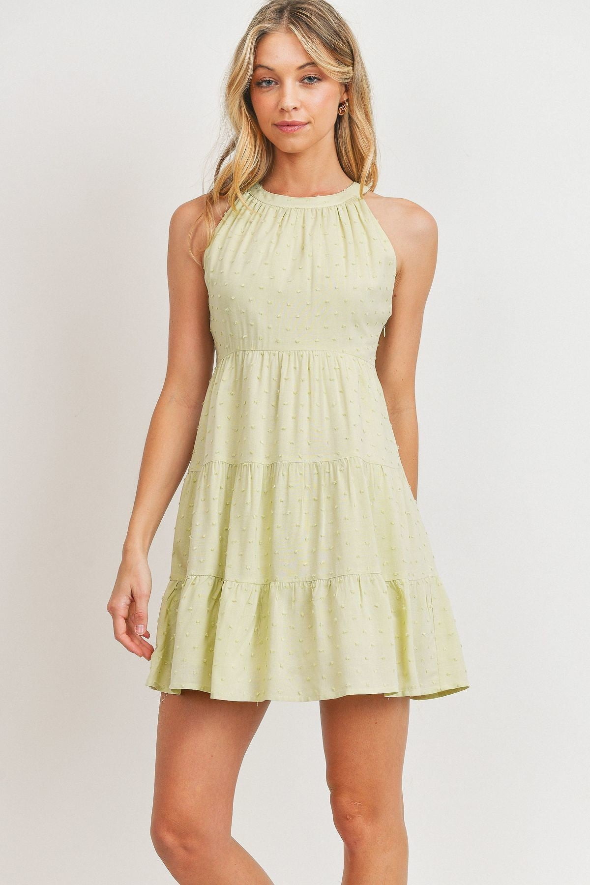 Roundneck Sleeveless Dotted Swiss Dress Sage S - Walmart.com