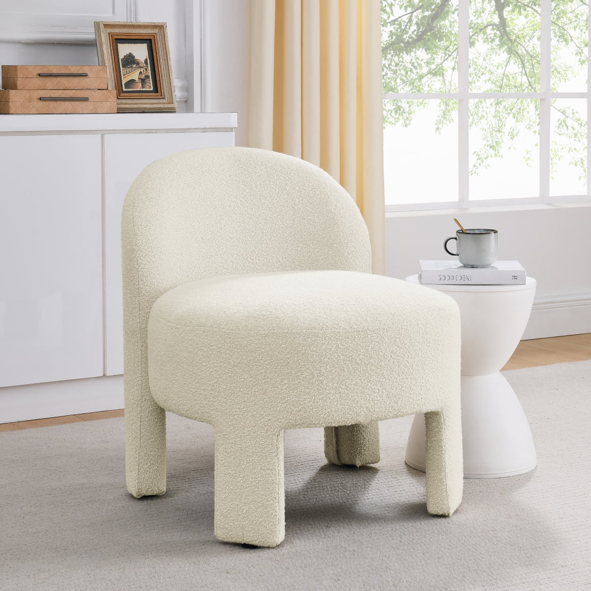 Roundness Armless Accent Chair with Soft Cushion and Backrest ...