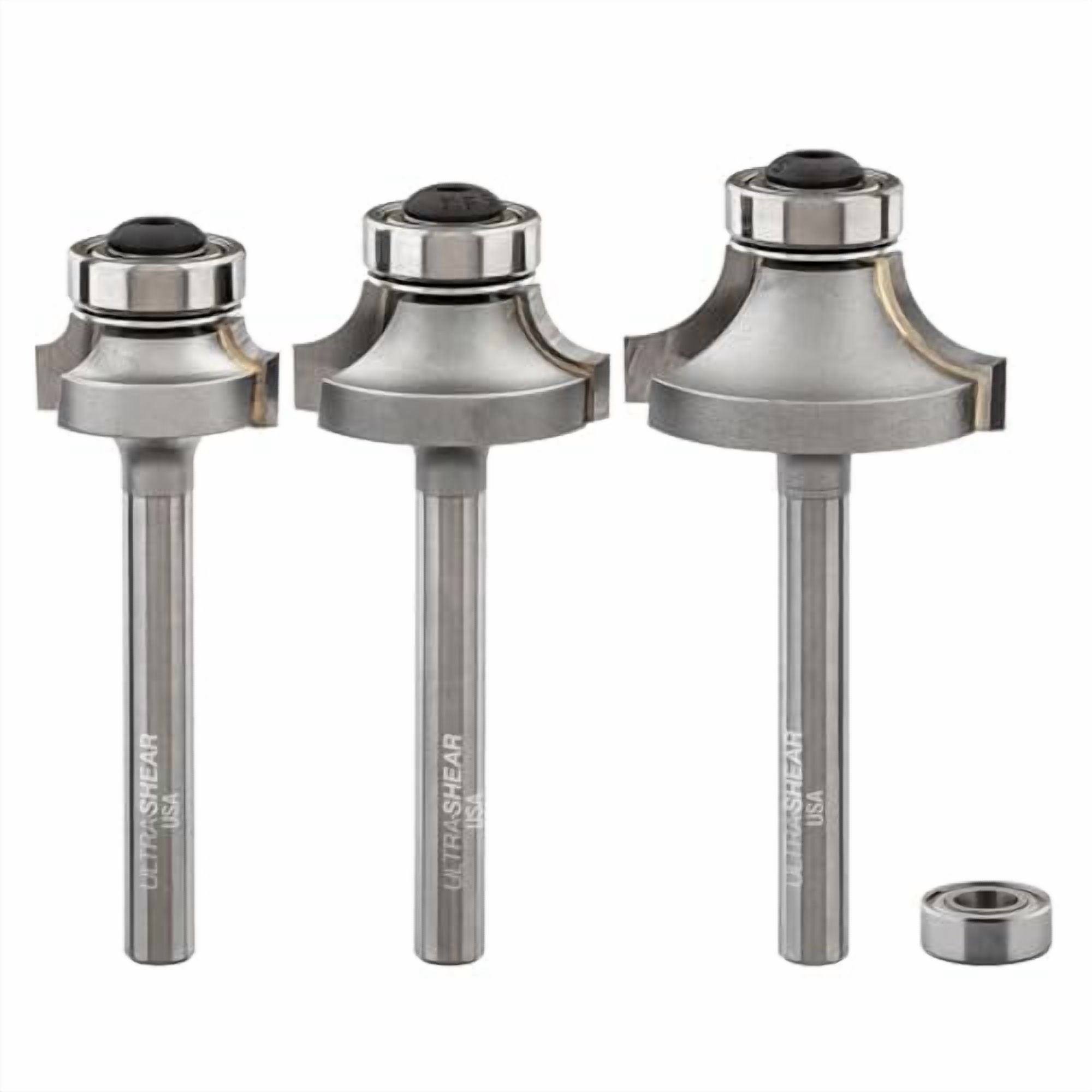 Roundover Router Bit Set, 1/4" Shank, 2 Flute, 3/8", 1/4" & 1/8" Radius ...