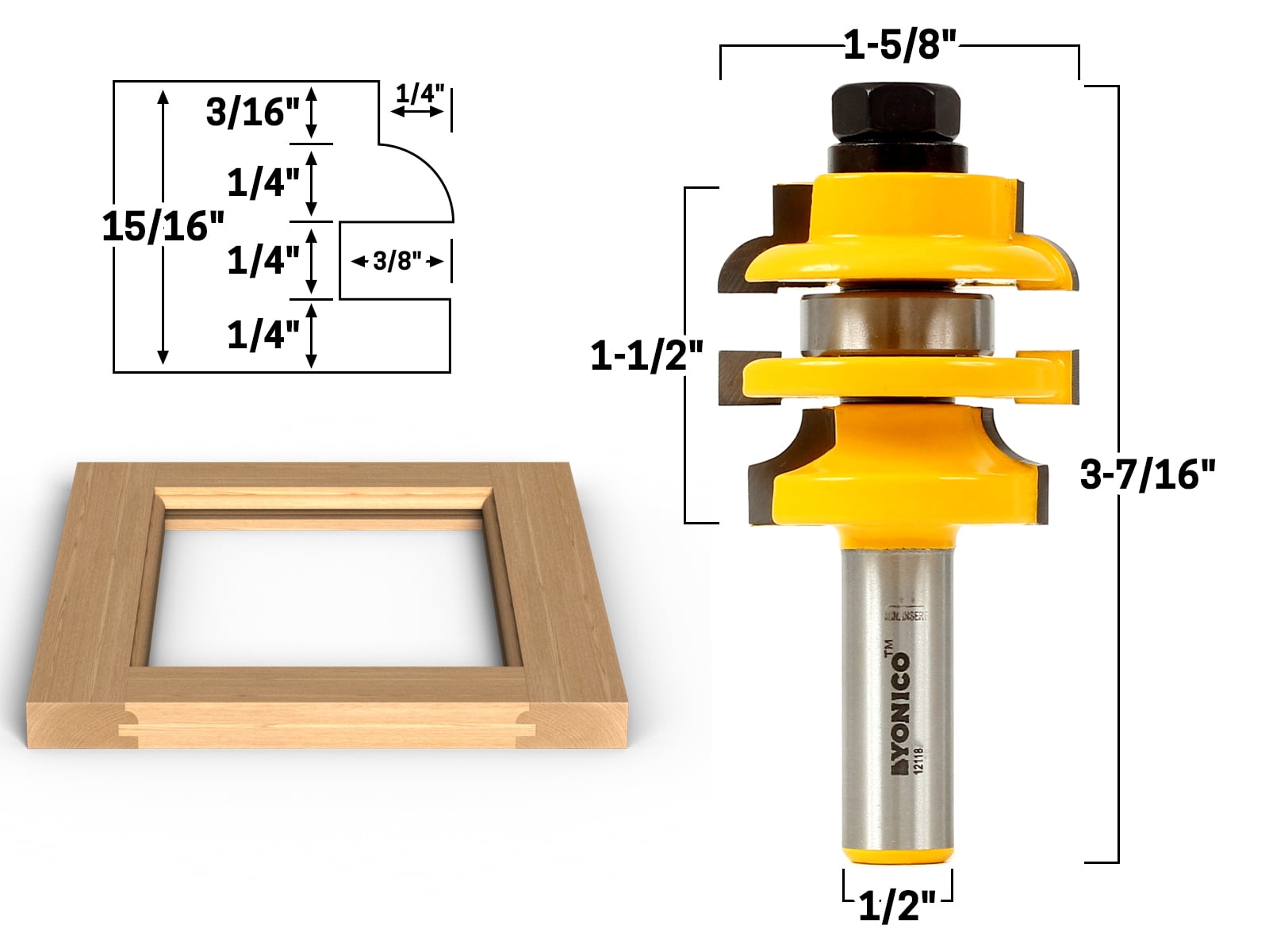 Roundover Stacked Rail and Stile Router Bit - 12 Philippines | Ubuy