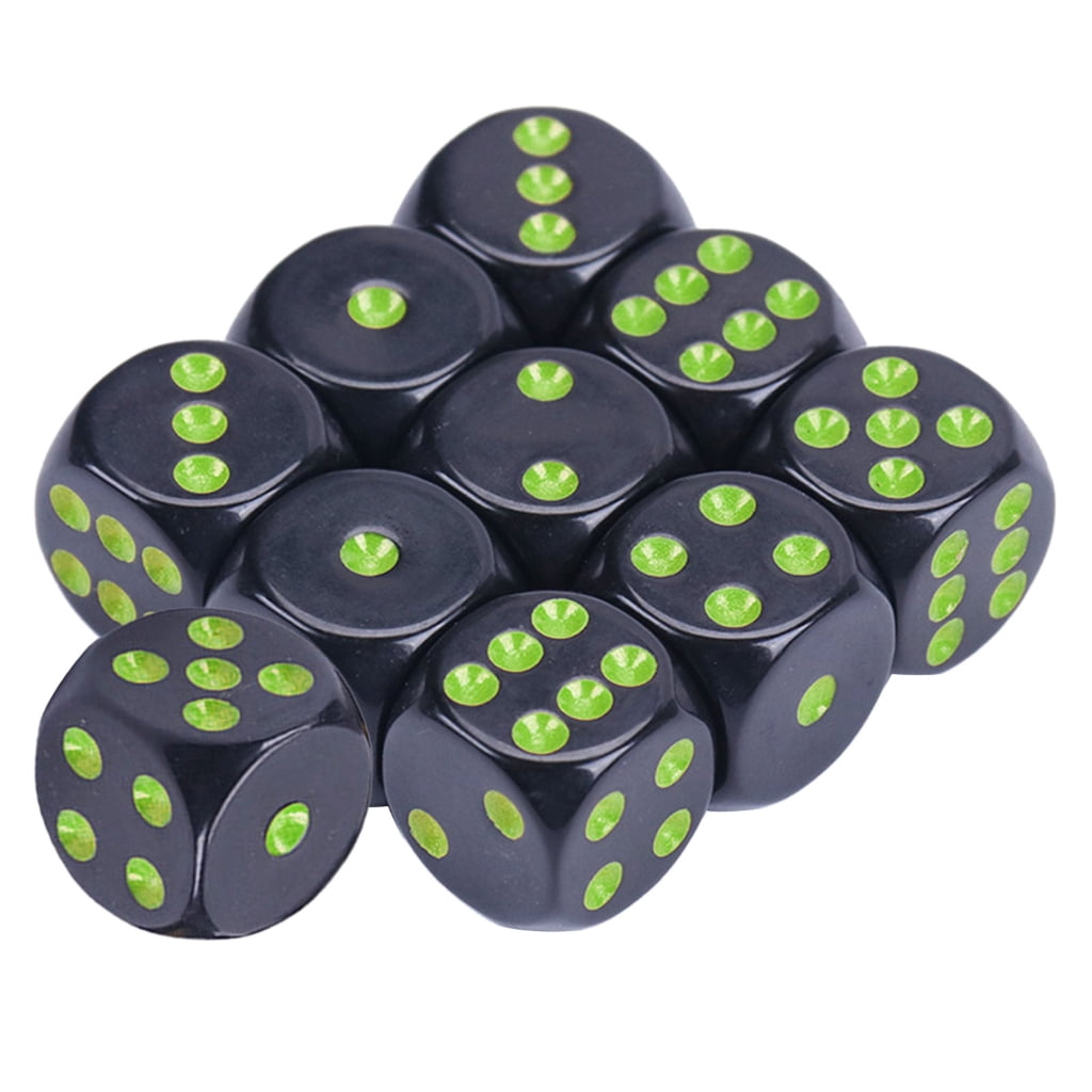 Rounds Corner Six Sided Dices Bulk, Pack of 10 Assorted Color 16mm ...