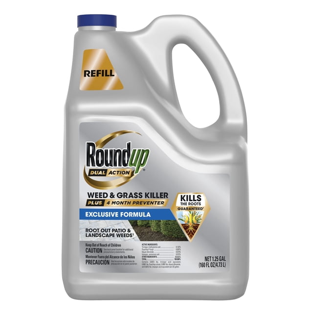 Roundup Weed & Grass Killer Plus 4 Month Preventer, Dual Action, 1.25 ...