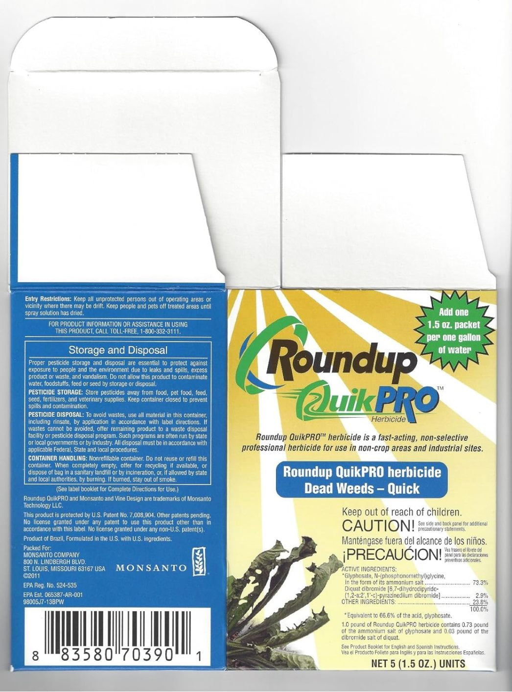 Roundup QuikPro 1 box Net 5 (1.5oz) packets - Walmart.com