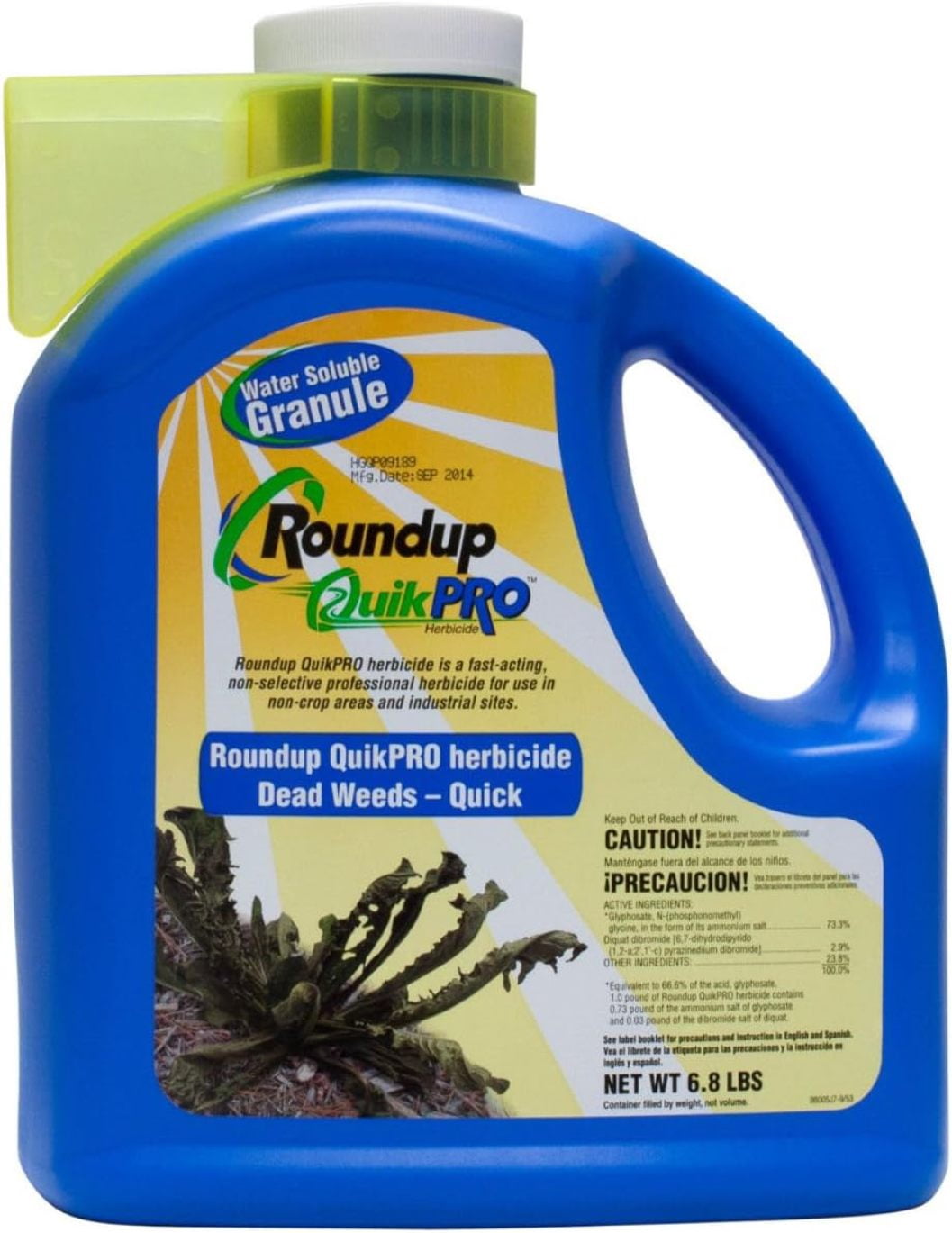 Roundup Quikpro 6.8 Lbs Herbicide Glyphosate Diquat Grass Weeds Woody ...