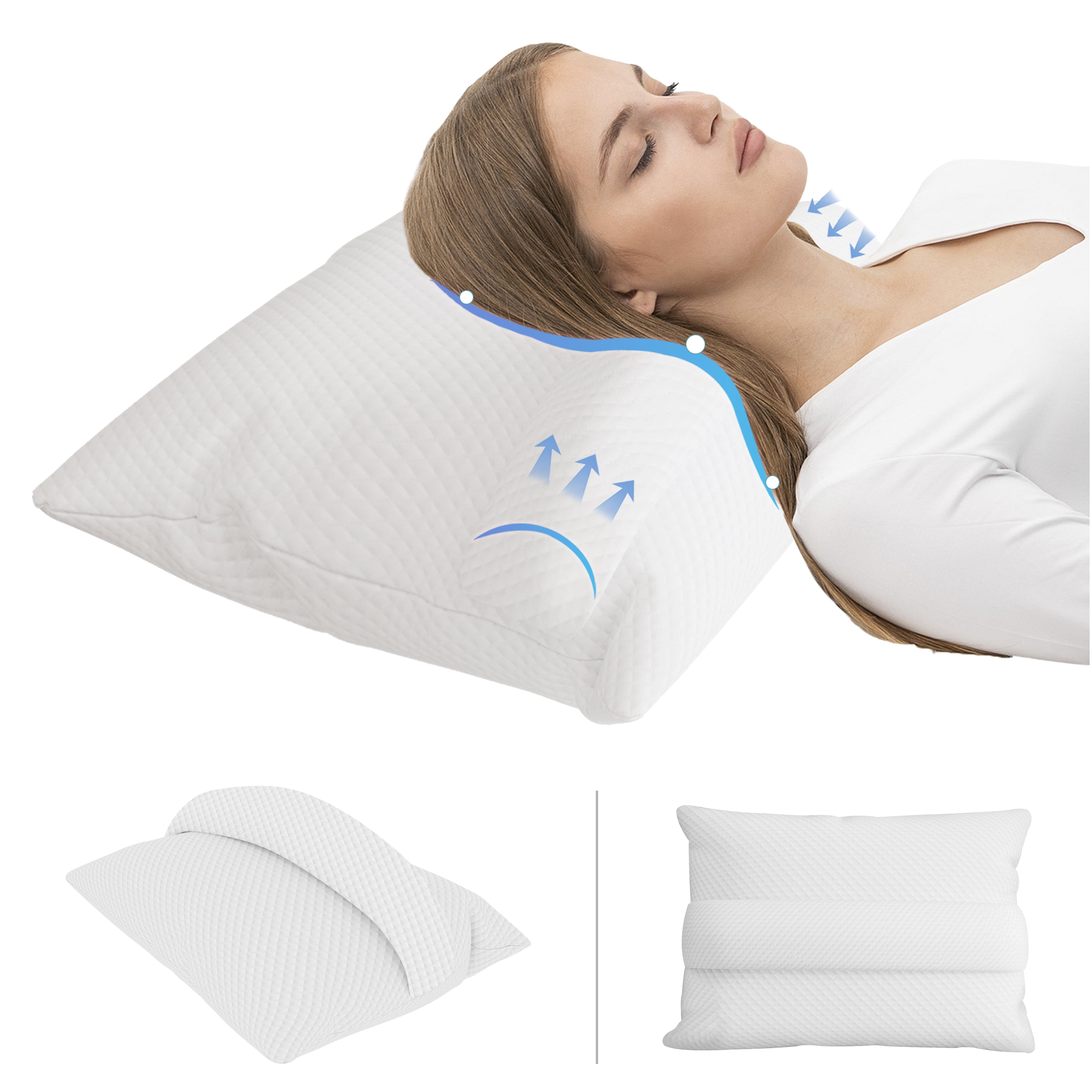 Rounuo 2 Sets Cervical Pillow for Neck Pain Relief, Dual-purpose ...
