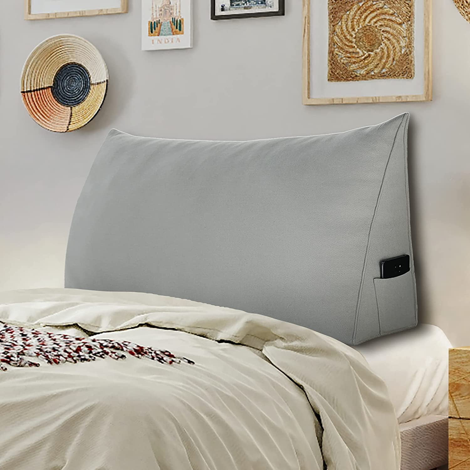 Rounuo Daybed Wedge Bolster Pillow, 72" Upholstered Headboard Support ...