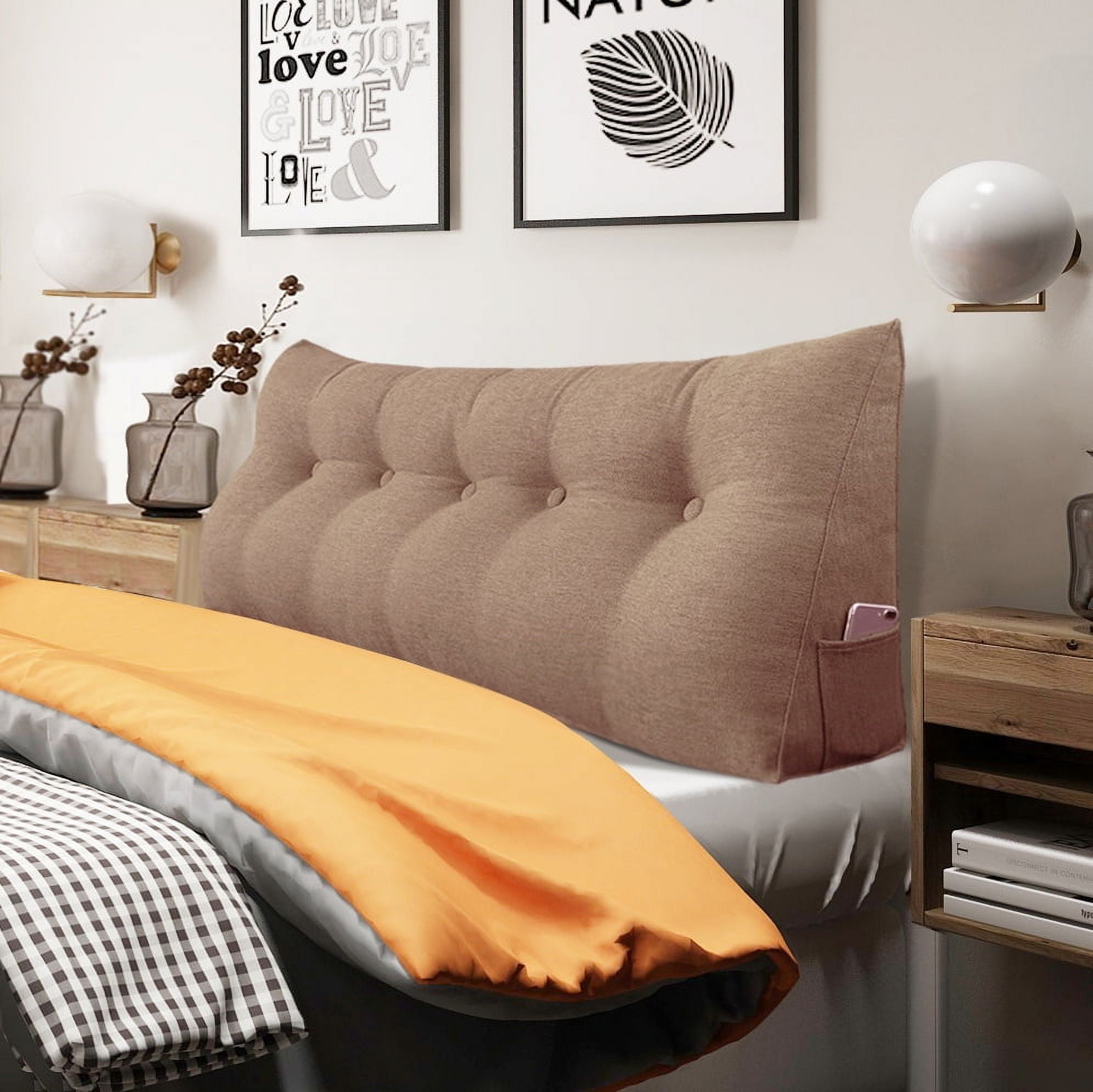 Rounuo Headboard Pillow Wedge Queen Size Large Bolster Pillow for Bed ...