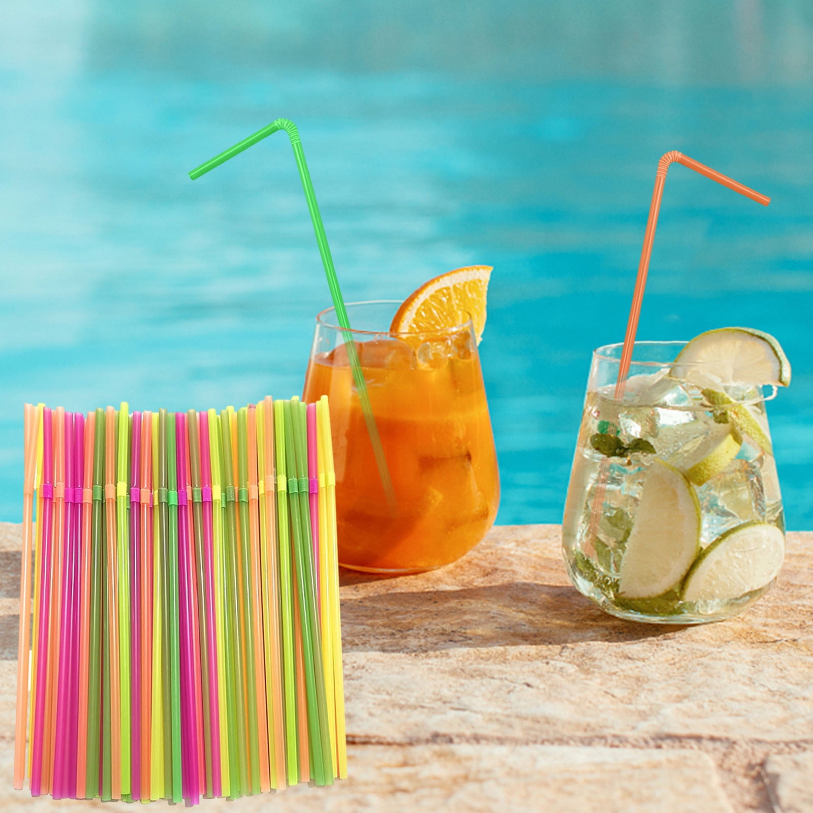 Rourlinge Flexible Plastic Drinking Straws for Parties, Beverages, and ...