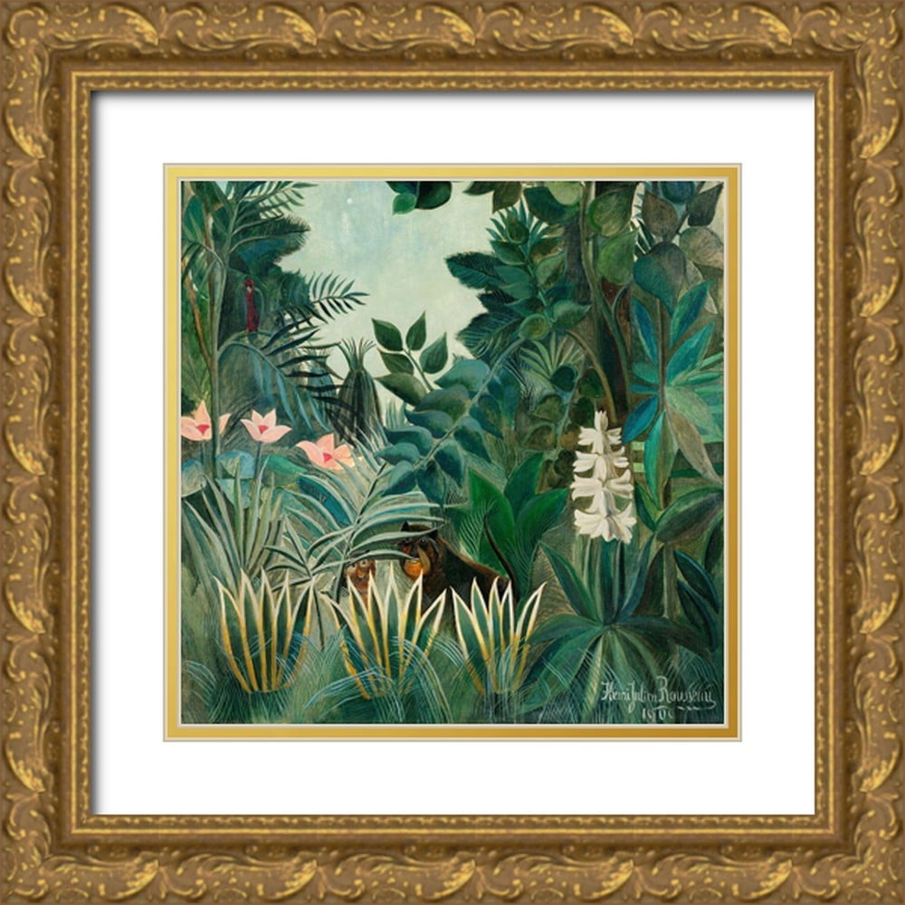 Rousseau, Henri 12x12 Gold Ornate Wood Framed with Double Matting ...