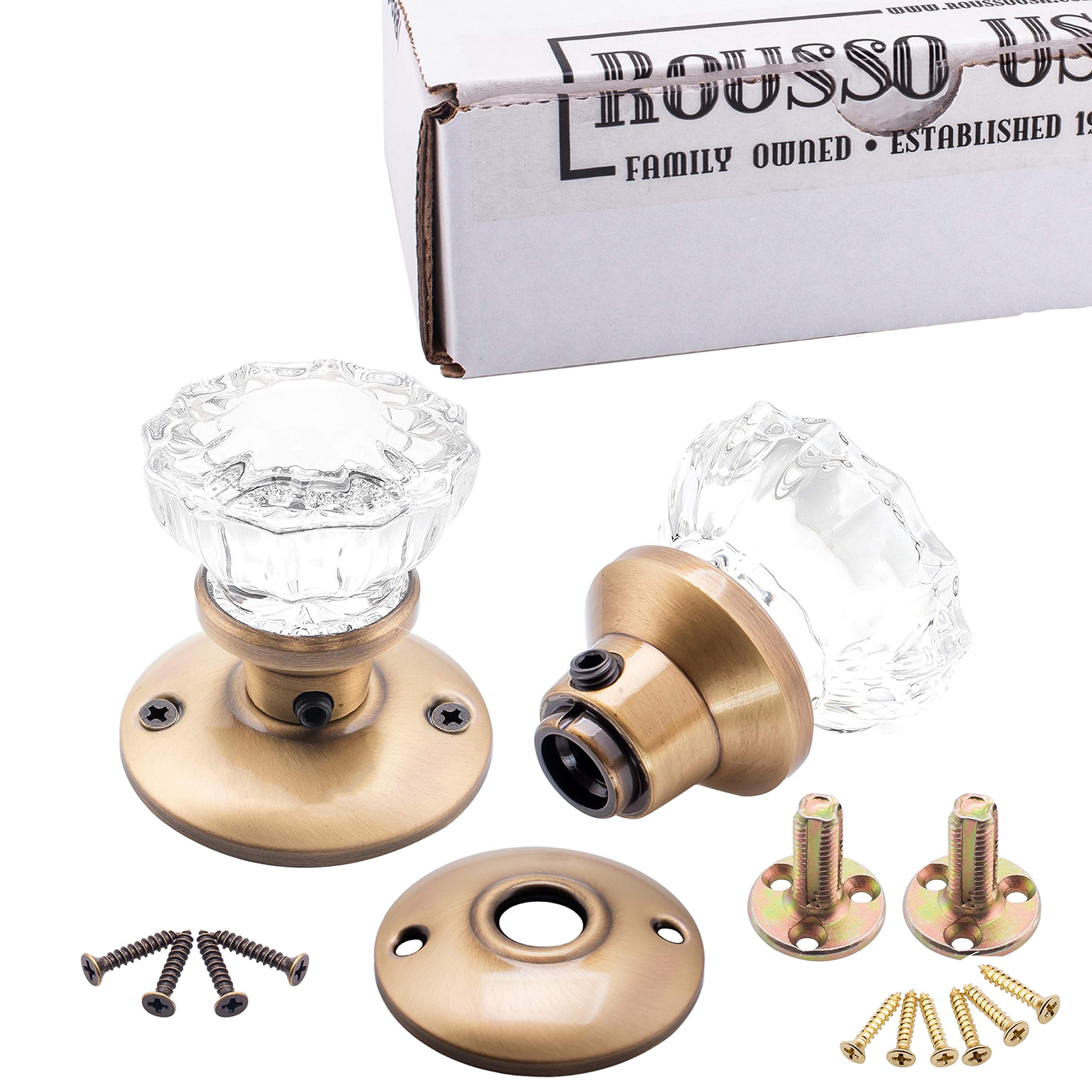 Rousso’s Reproductions Crystal Fluted Glass French Door Knob Set- Dummy ...