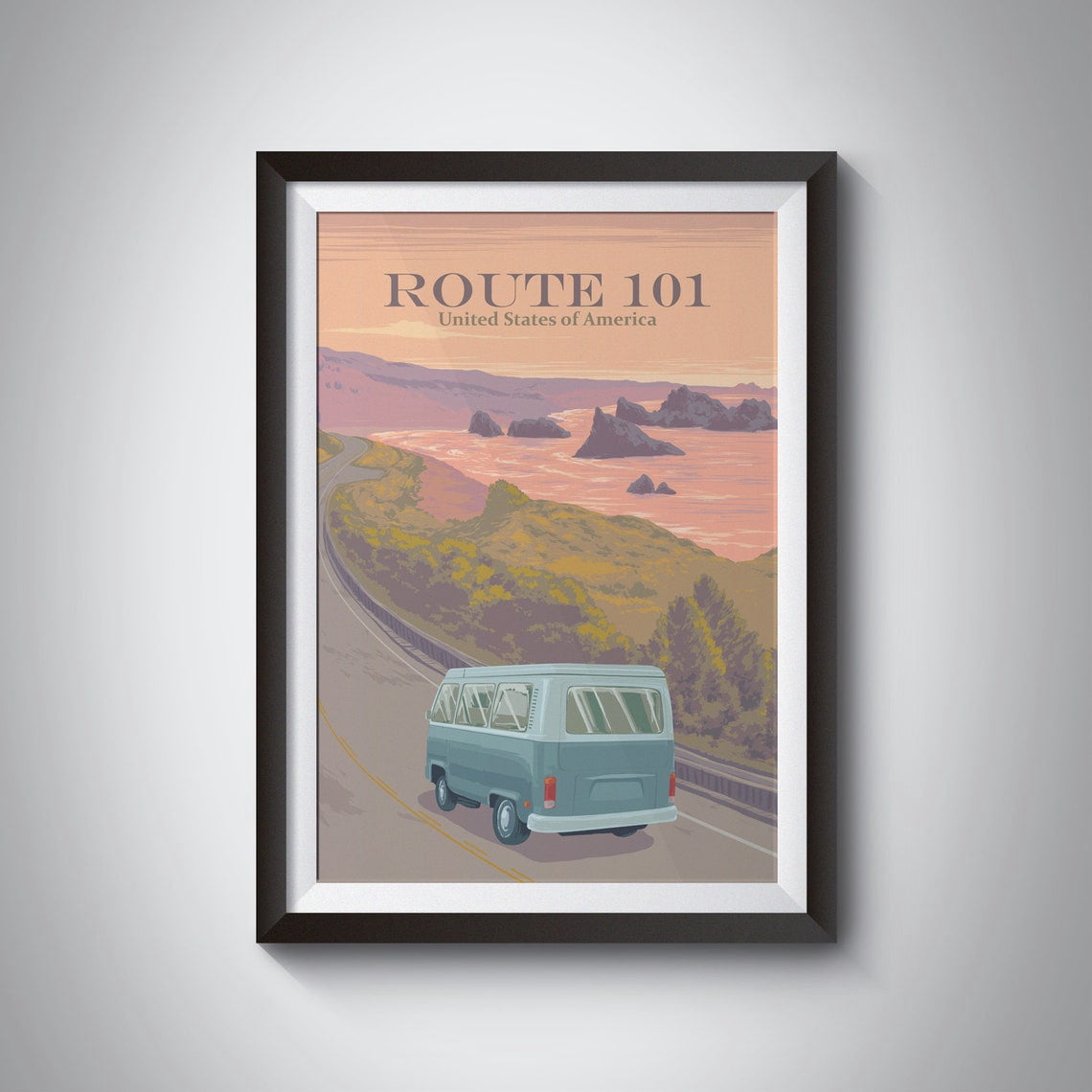 Route 101 Travel Poster, Usa, California, Oregon Coast, Washington ...
