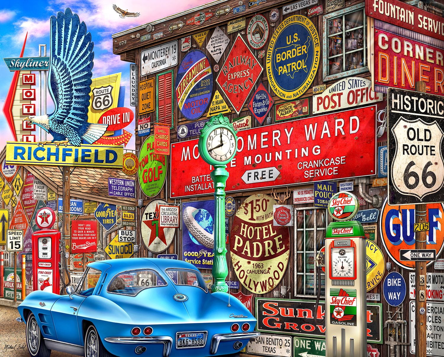 Springbok 1000 Piece Route 66 Jigsaw Puzzle - Nostalgic Fun - Walmart.com