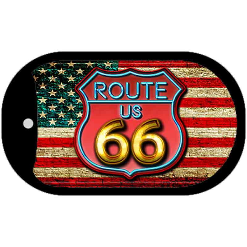 Route 66 American Flag Neon Novelty Metal Dog Tag Necklace DT-8521 2" x ...