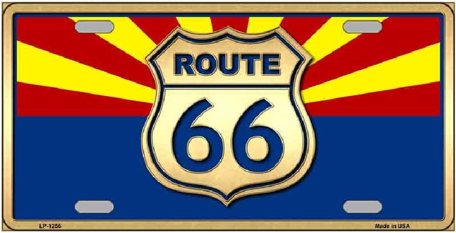 Route 66 Arizona State Flag Novelty Metal License Plate Tag LP-1256 ...